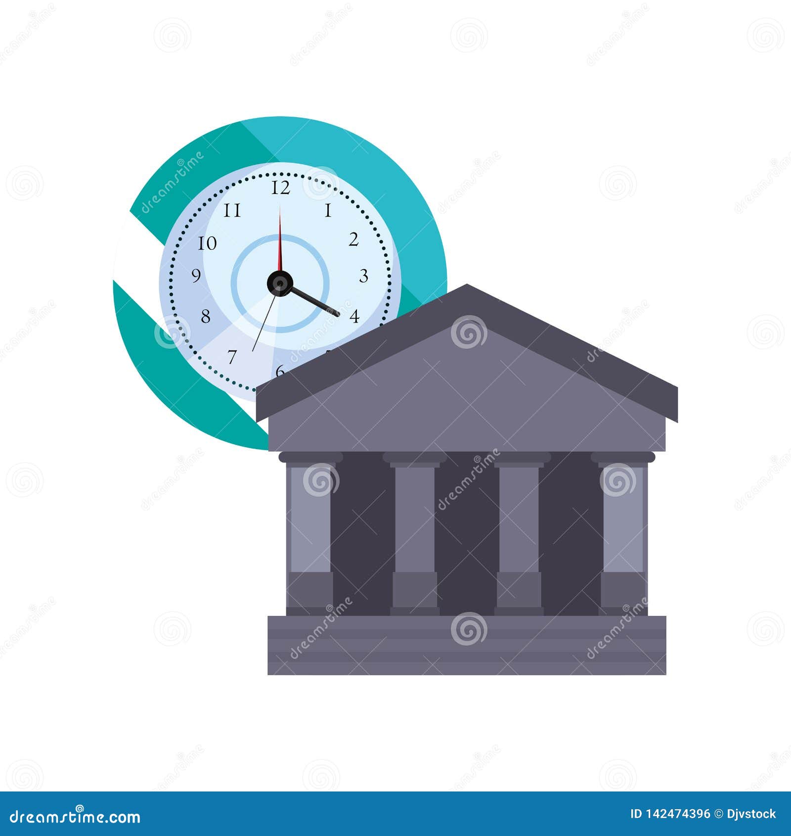 Bank clock time stock vector. Illustration of clock - 142474396