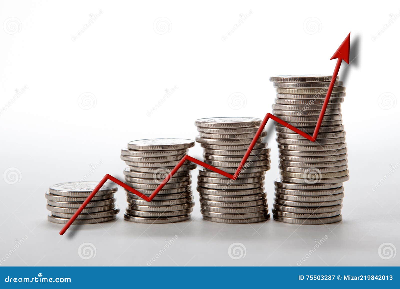 Bank of Coins with Digits and Diagram Stock Illustration - Illustration ...