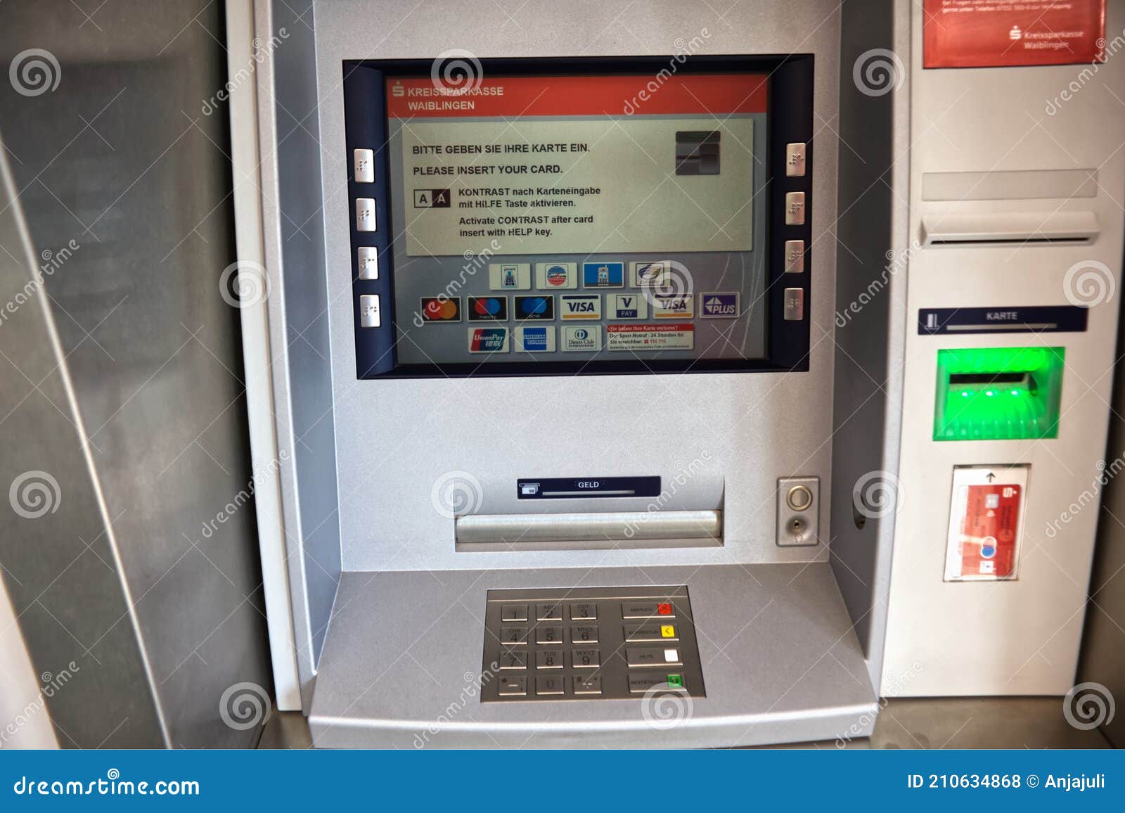 Bank counter in germany editorial stock photo. Image of bankers - 210634868