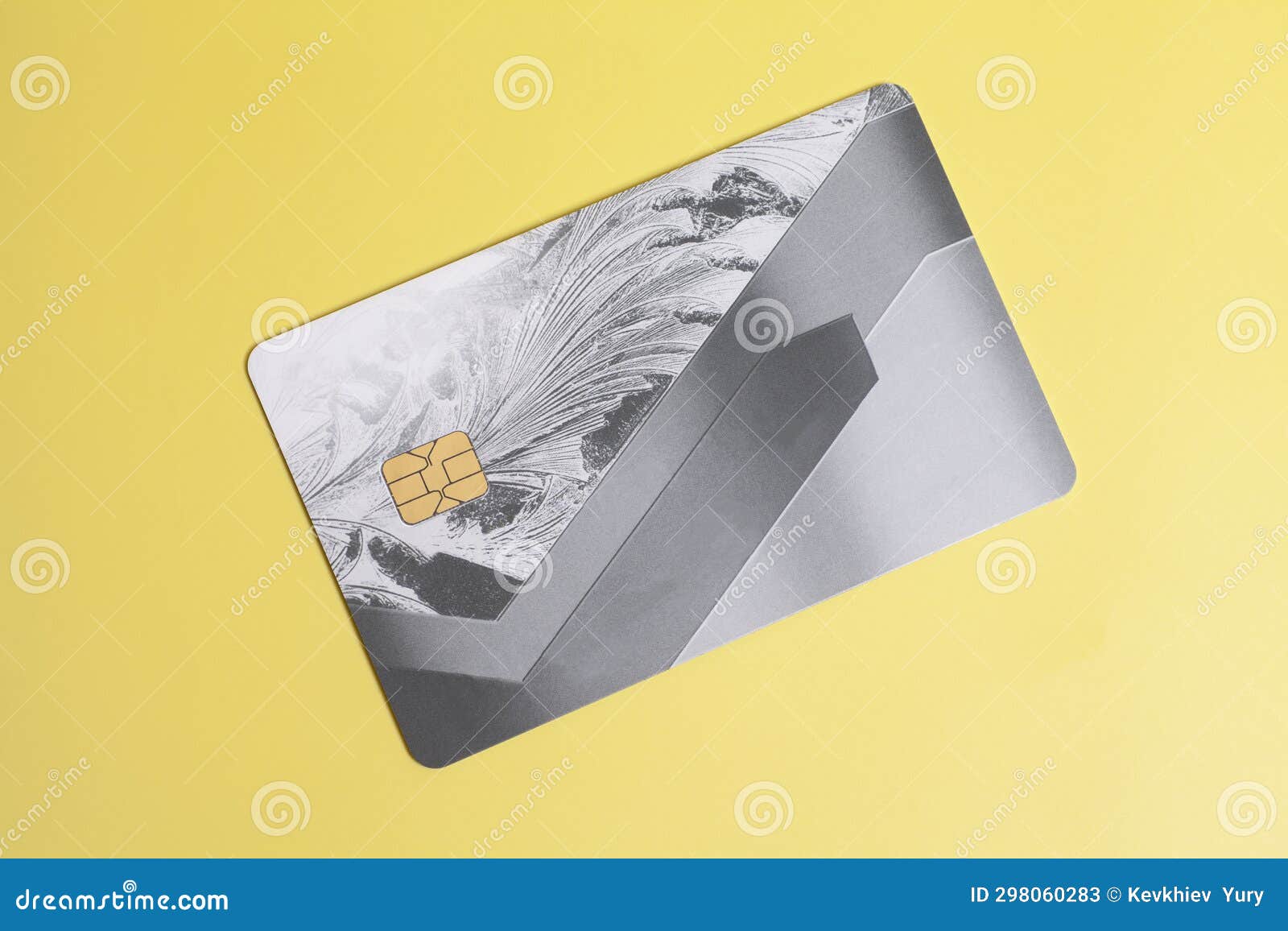 Bank Credit Card on Yellow Background. Stock Image - Image of identity ...
