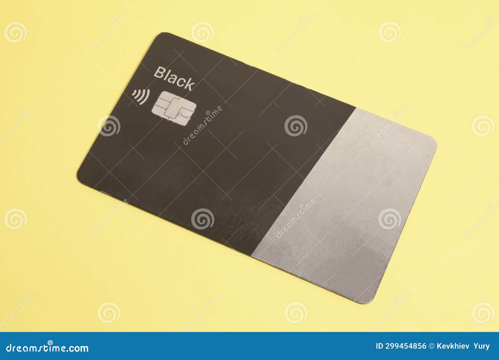 Bank Credit Card on Yellow Background. Stock Photo - Image of grey ...