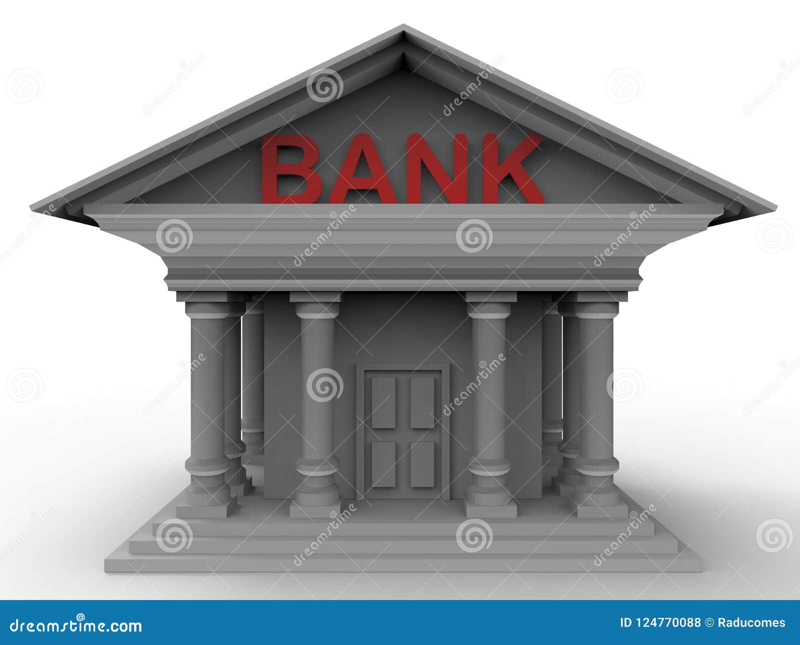 Bank 3D Render - Icon Concept Stock Illustration - Illustration of ...