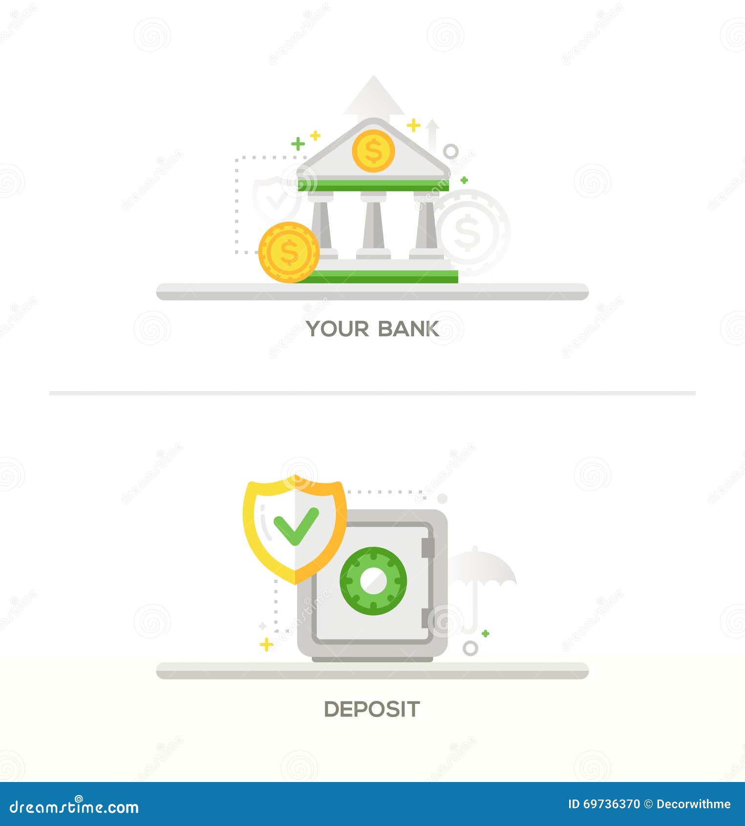 Bank, Deposit Vault Icons stock vector. Illustration of dollar - 69736370