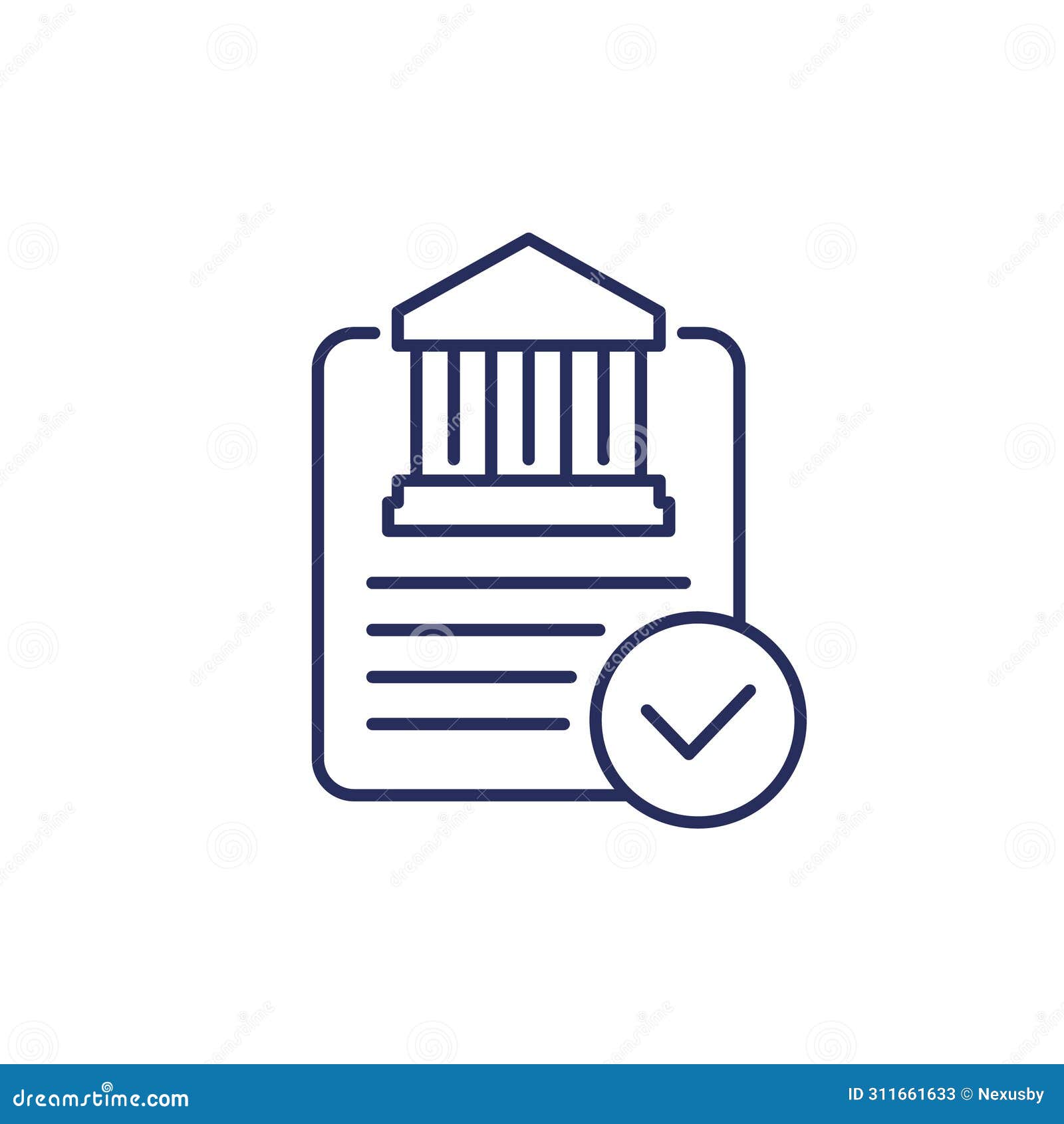 Bank Document Line Icon, Vector Stock Vector - Illustration of federal ...