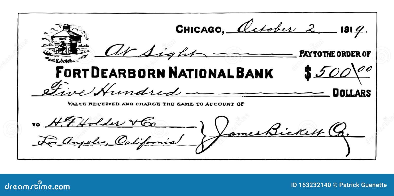 Bank Draft, Vintage Illustration Stock Vector - Illustration of drawing ...