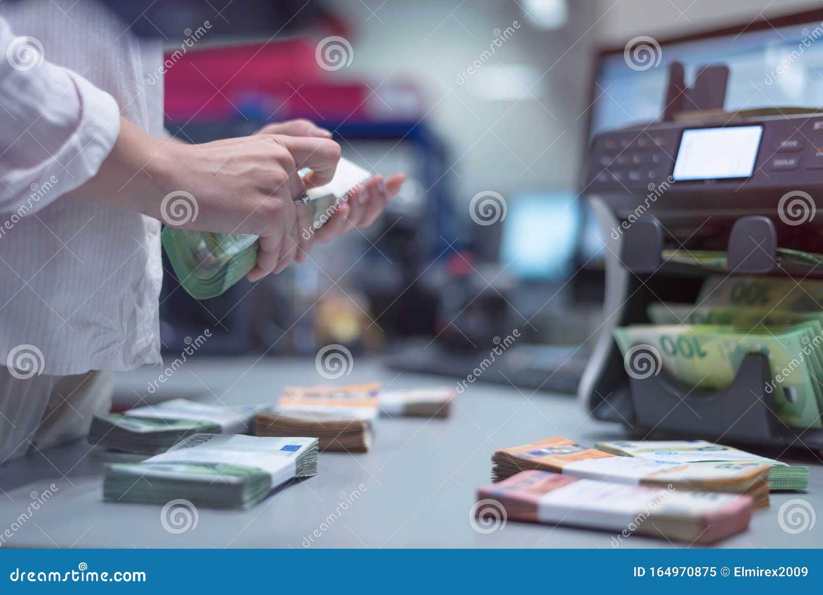Bank Employees Sorting and Counting Money Inside Bank Vault Stock Image ...