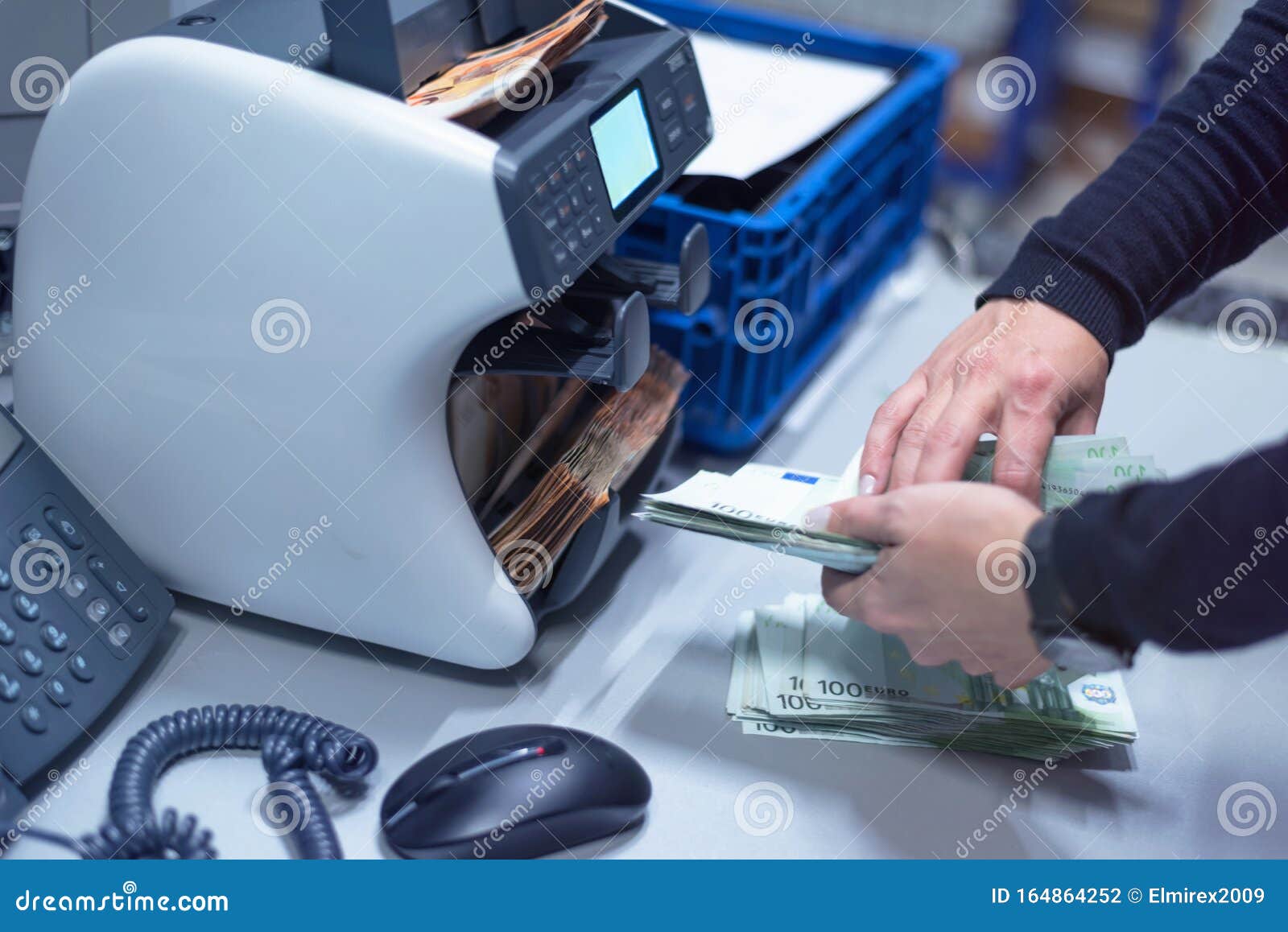 Bank Employees Sorting and Counting Money Inside Bank Vault. Large ...