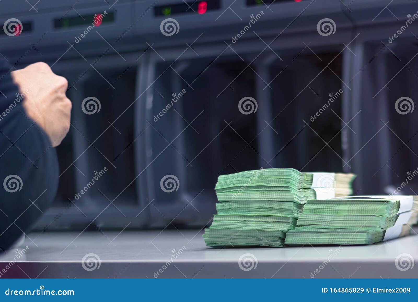 Bank Employees Sorting and Counting Money Inside Bank Vault. Large ...