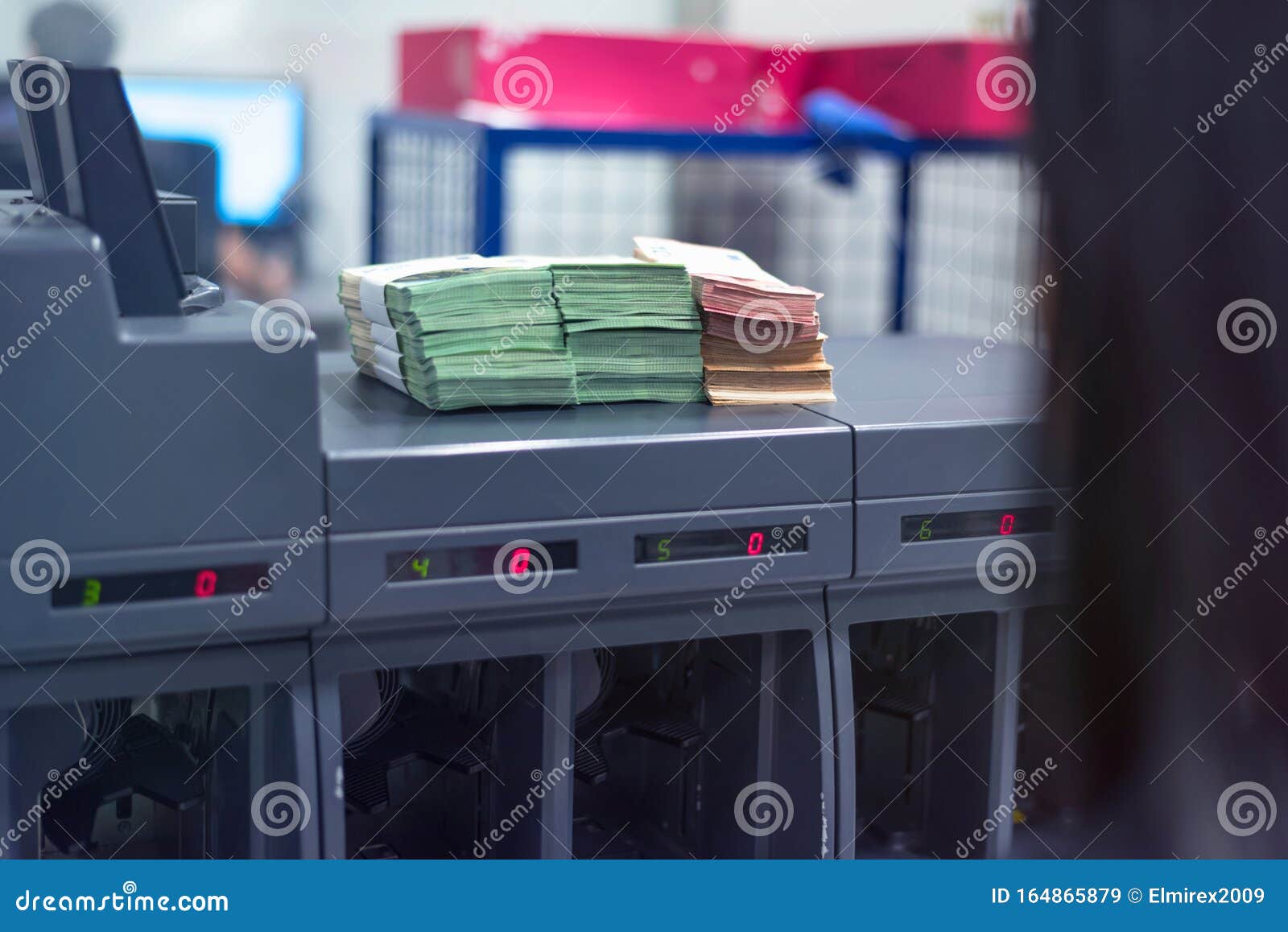 Bank Employees Sorting and Counting Money Inside Bank Vault. Large ...