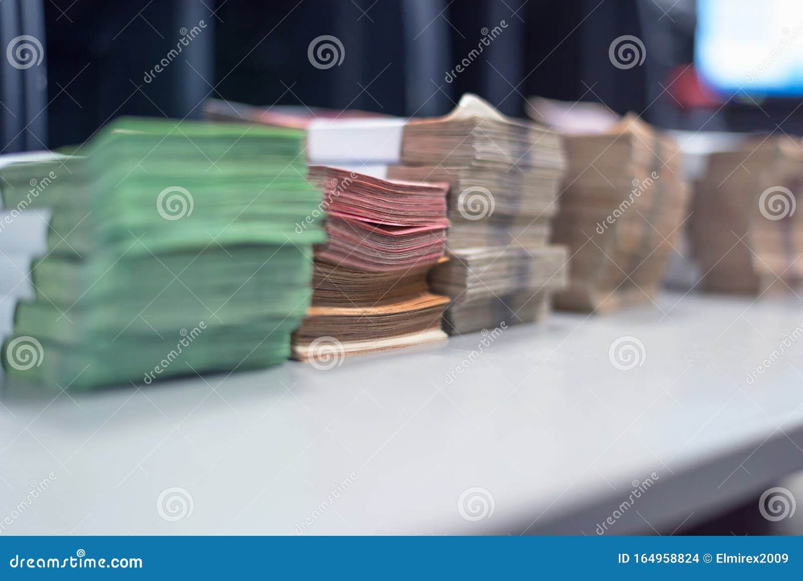 Bank Employees Sorting and Counting Money Inside Bank Vault. Large ...