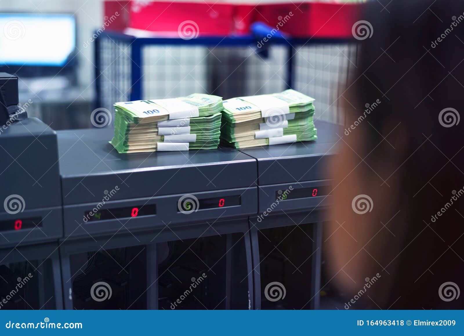 Bank Employees Sorting and Counting Money Inside Bank Vault. Large ...