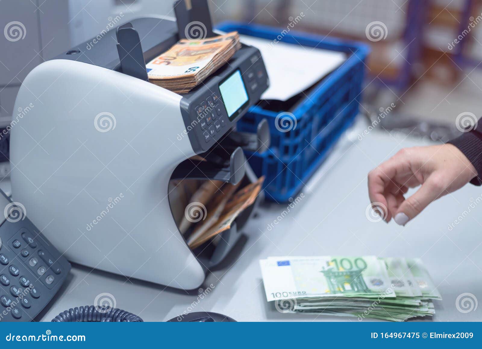Bank Employees Sorting and Counting Money Inside Bank Vault. Large ...