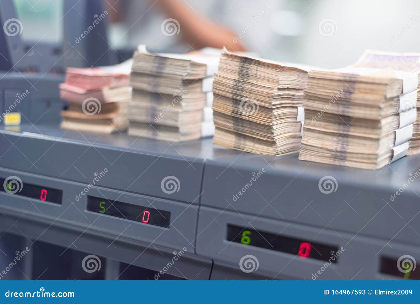 Bank Employees Sorting and Counting Money Inside Bank Vault. Large ...