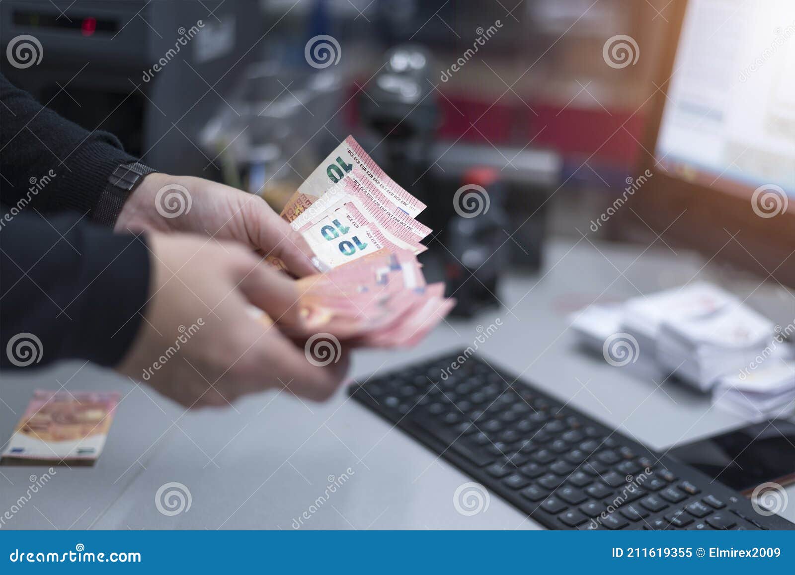 Bank Employees Sorting and Counting Money Inside Bank Vault. Large ...