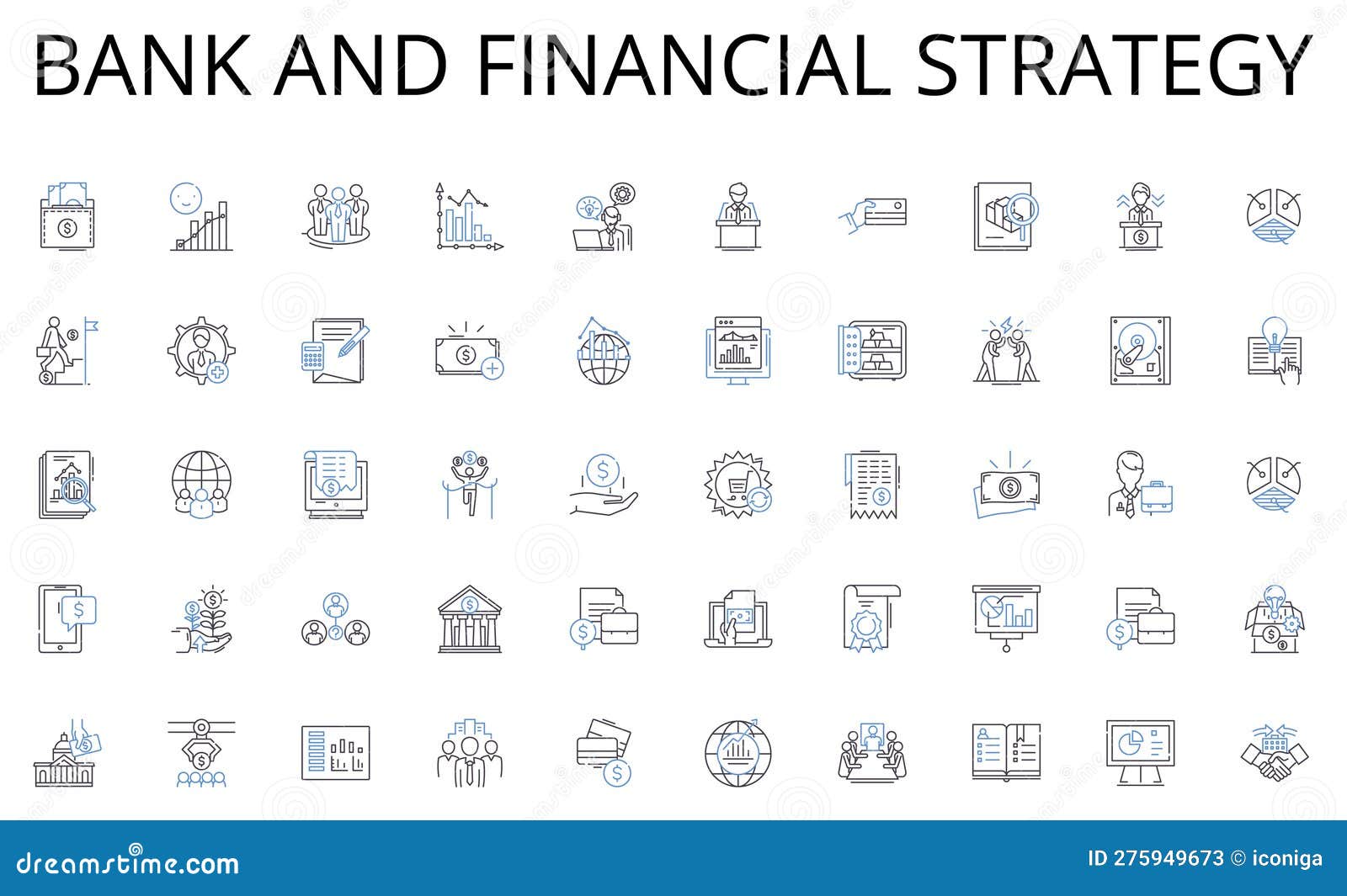 Bank and Financial Strategy Line Icons Collection. Materials, Design ...