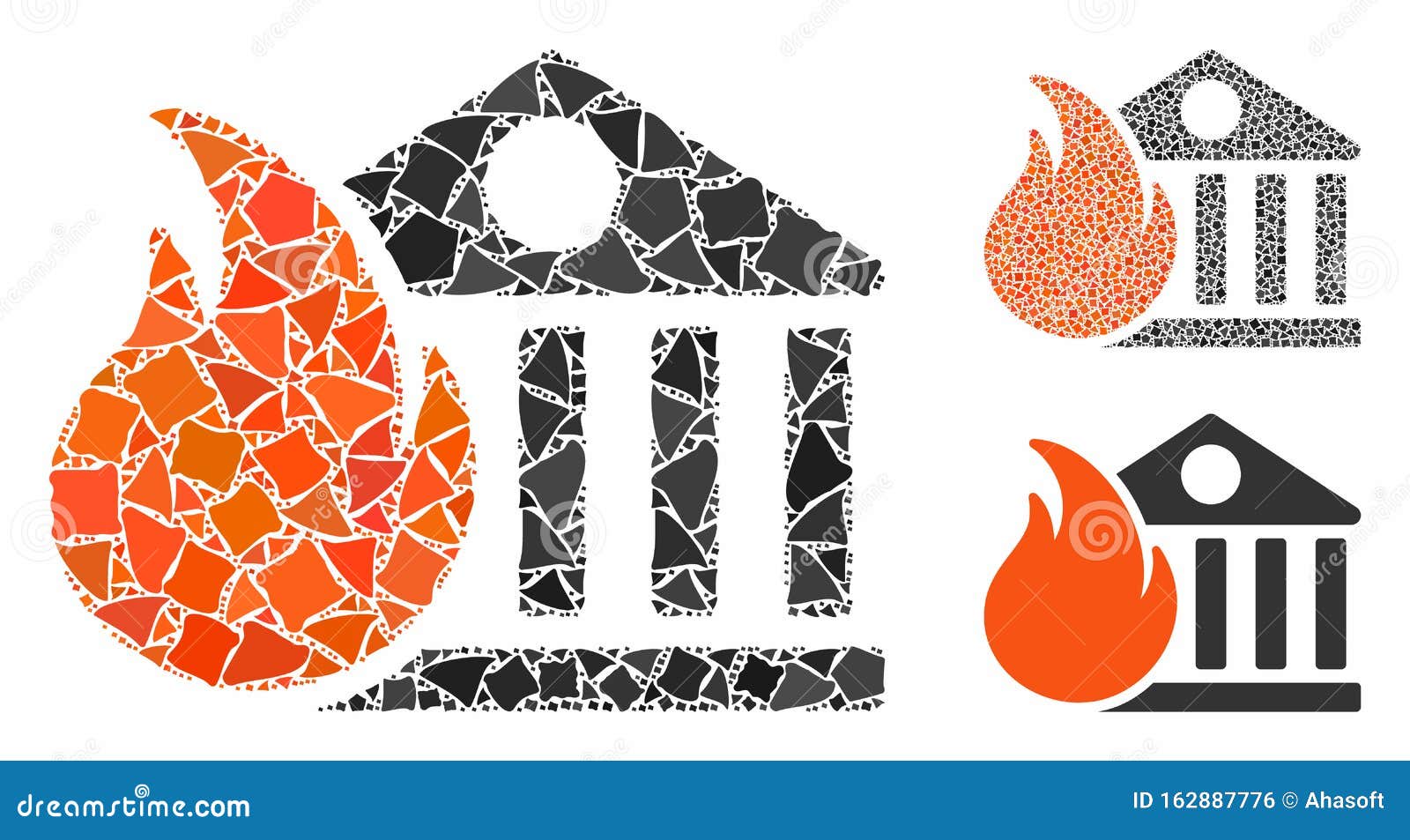 Bank Fire Conflagration Composition Icon of Rough Parts Stock ...