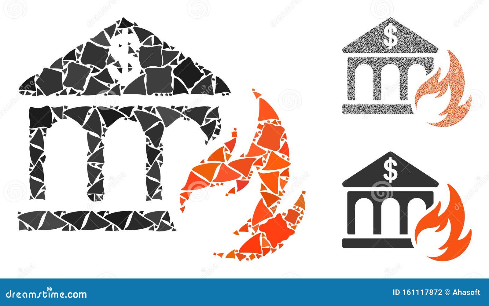 Bank Fire Disaster Mosaic Icon of Humpy Pieces Stock Vector ...