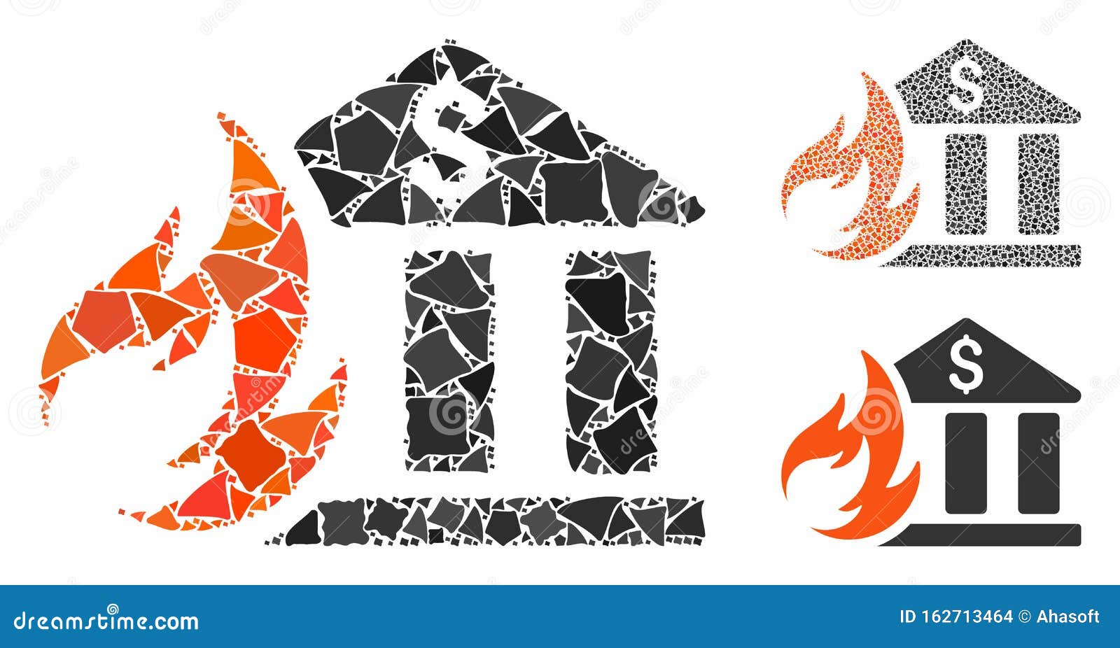 Bank Fire Disaster Mosaic Icon of Uneven Elements Stock Illustration ...