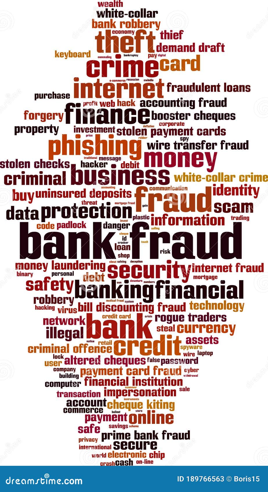 Bank fraud word cloud stock vector. Illustration of checks - 189766563
