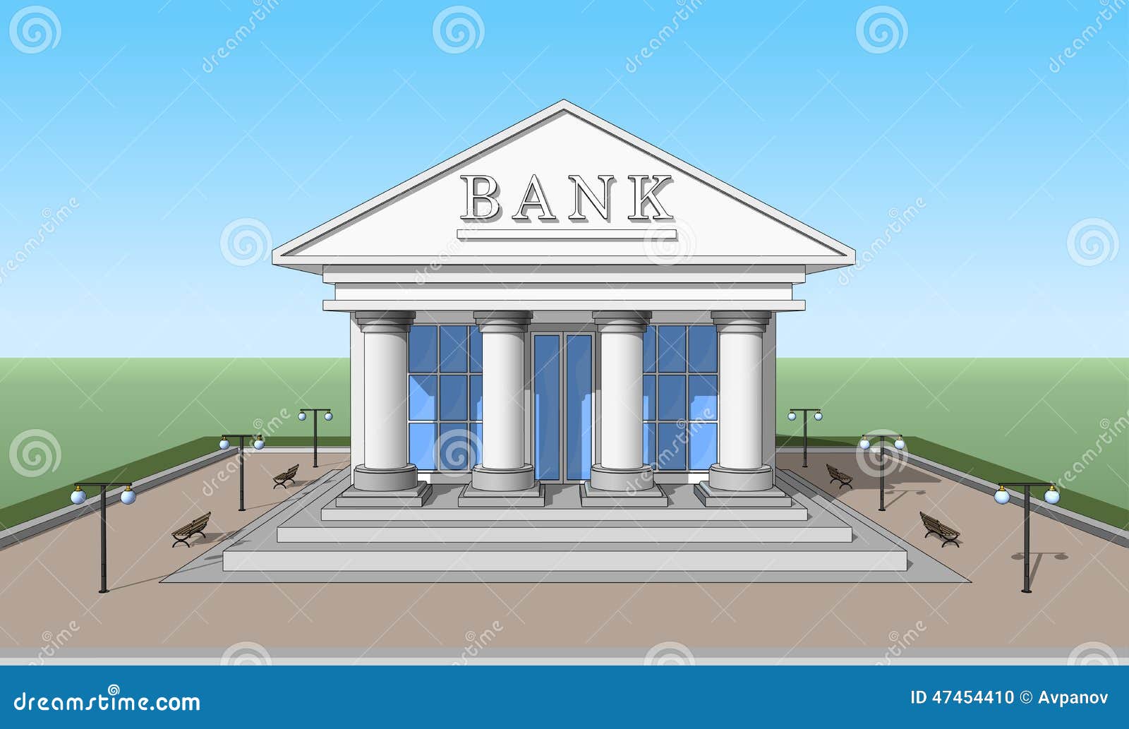Bank, front view 02 stock vector. Illustration of architecture - 47454410