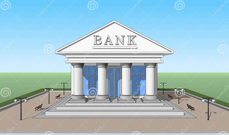 Bank, front view 02 stock vector. Illustration of architecture - 47454410
