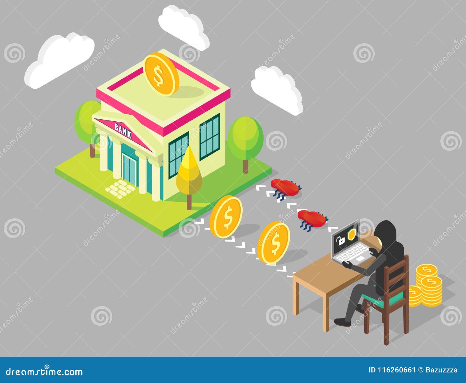 Bank Hacking Cartoon Illustration | CartoonDealer.com #117326585