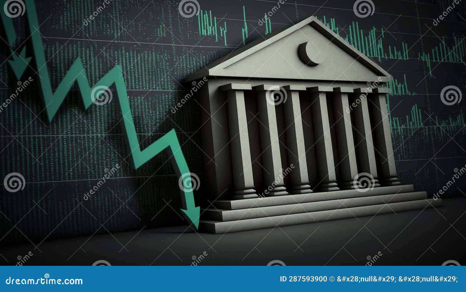 The Bank Icon Depicts a Picture of a Dollar Interest Rate Cut. Money ...