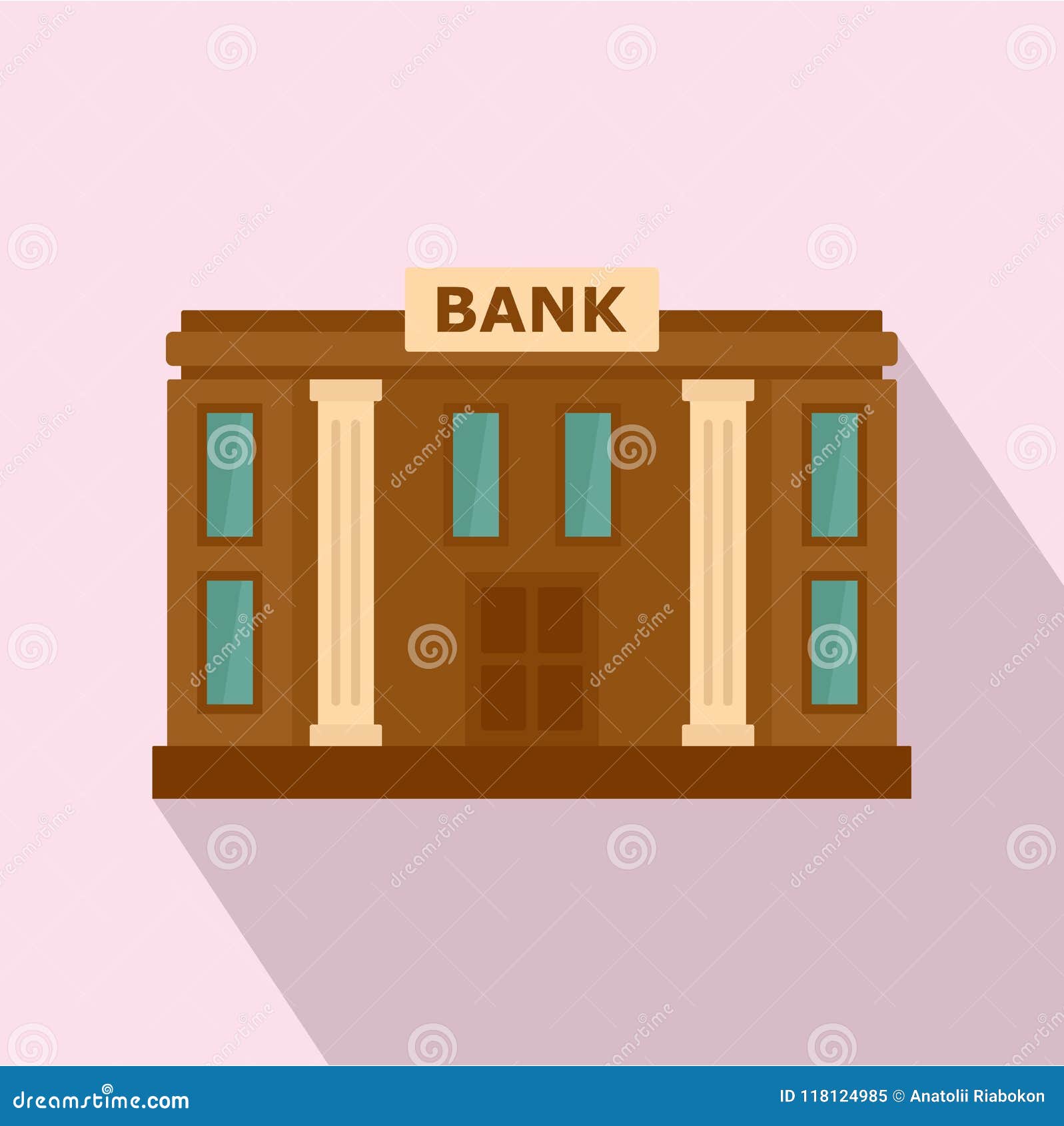 Bank icon, flat style stock vector. Illustration of column - 118124985