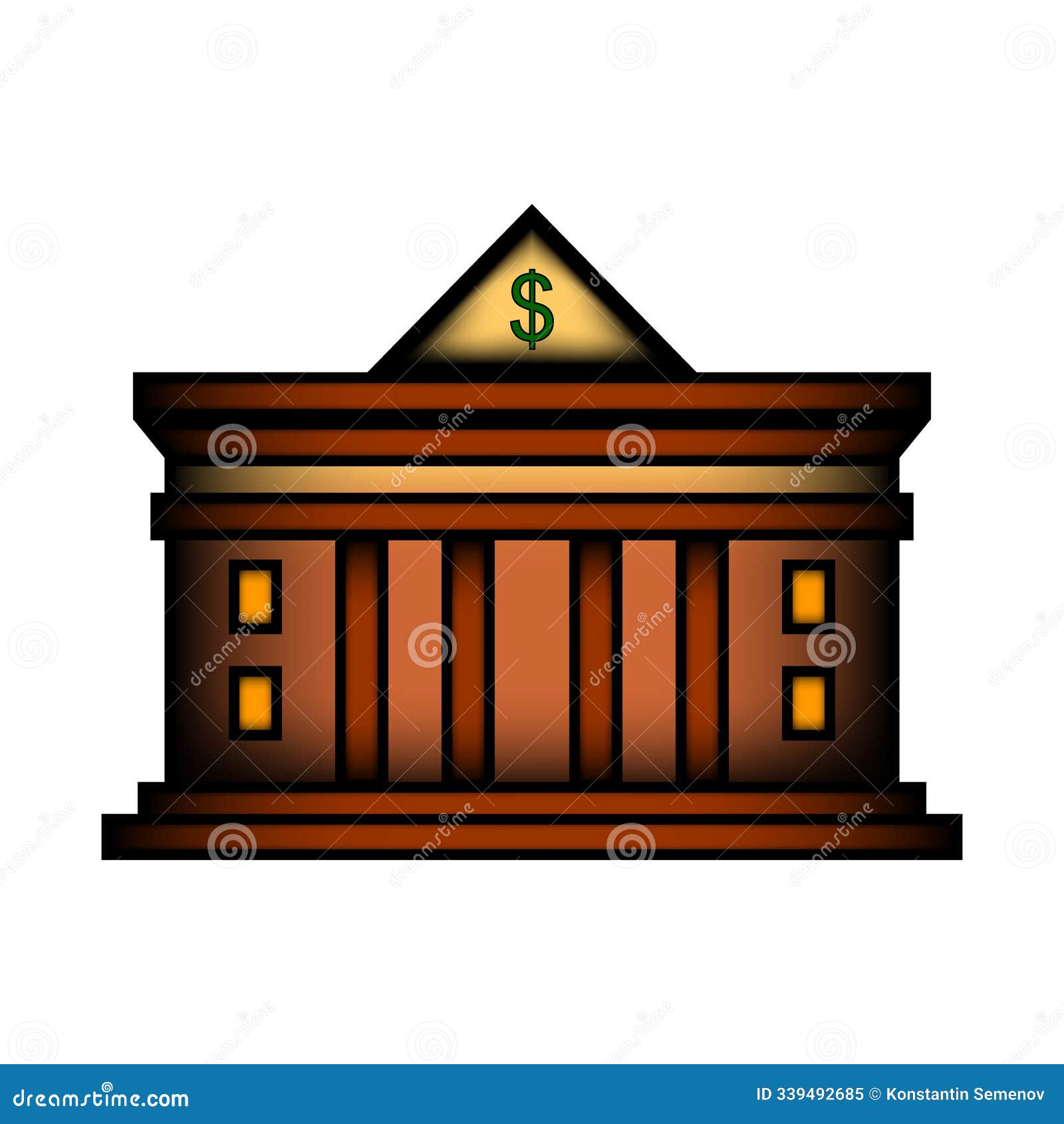 Bank icon on white stock illustration. Illustration of graphic - 339492685