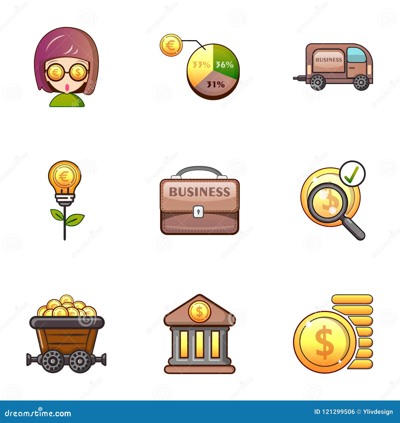 Bank Icons Set, Cartoon Style Stock Vector - Illustration of banking ...
