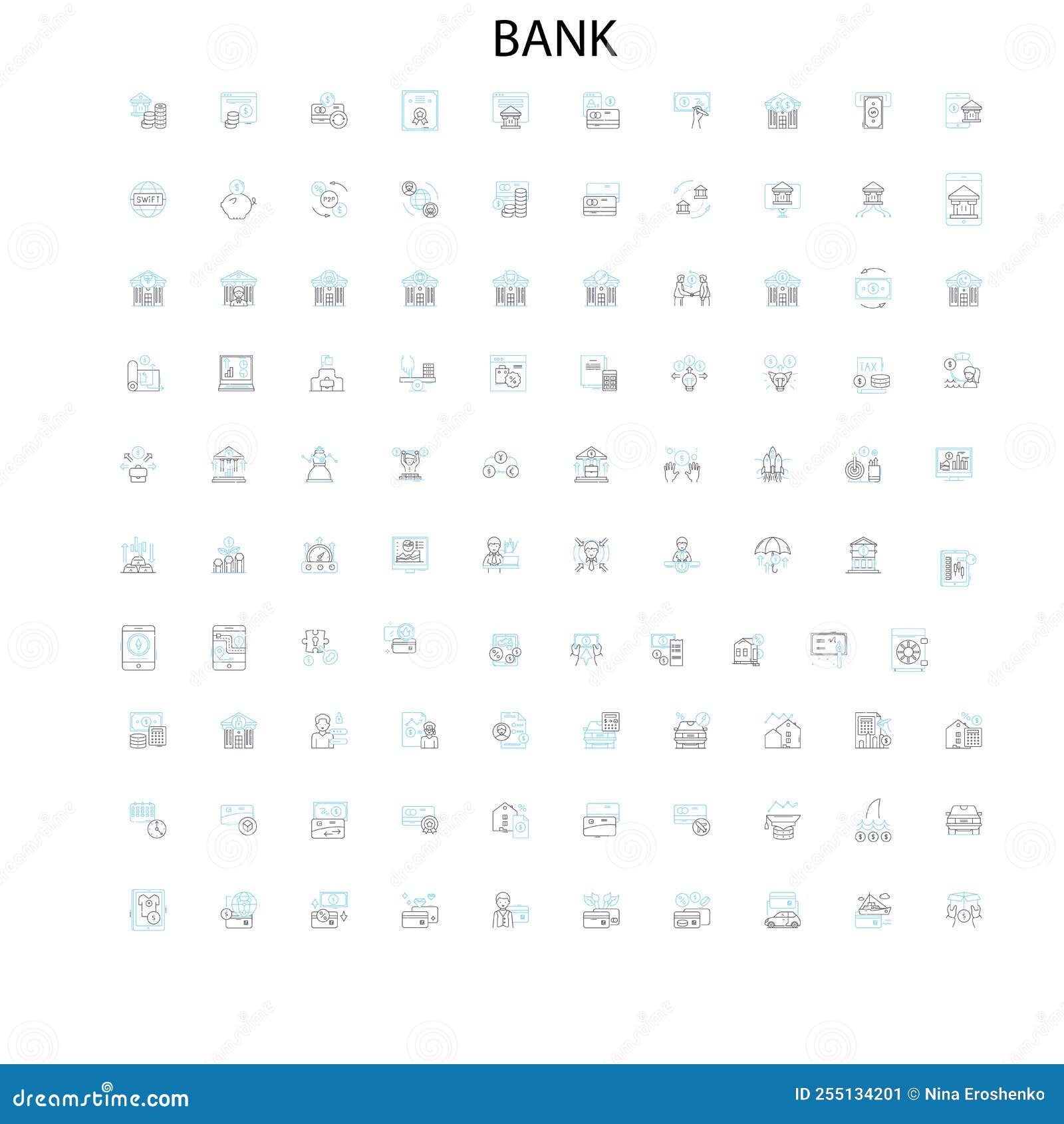 Bank Icons, Signs, Outline Symbols, Concept Linear Illustration Line ... Bank Icons, Signs, Outline Symbols, Concept Linear Illustration Line ...