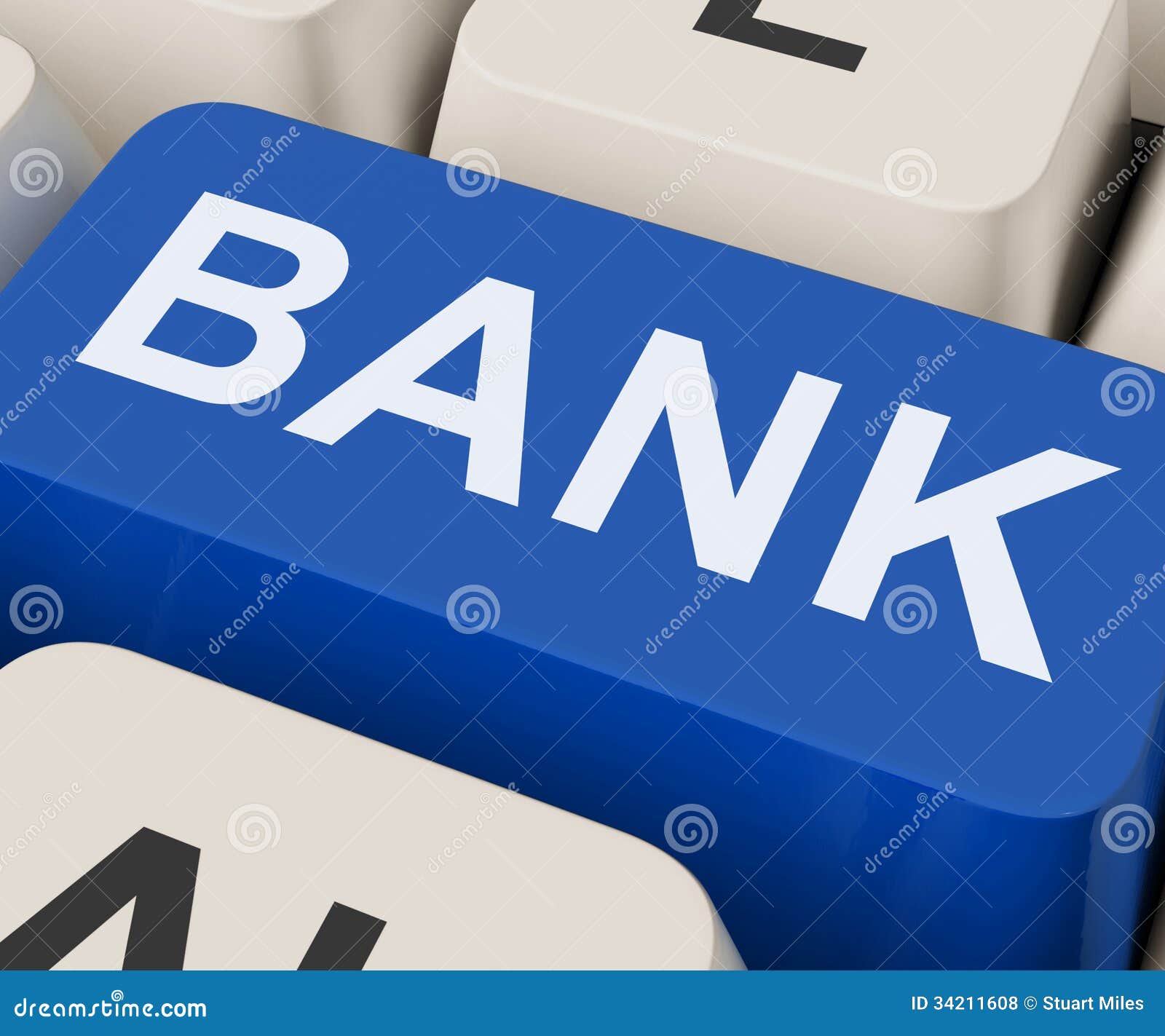 Bank Key Shows Online or Internet Banking Stock Illustration ...