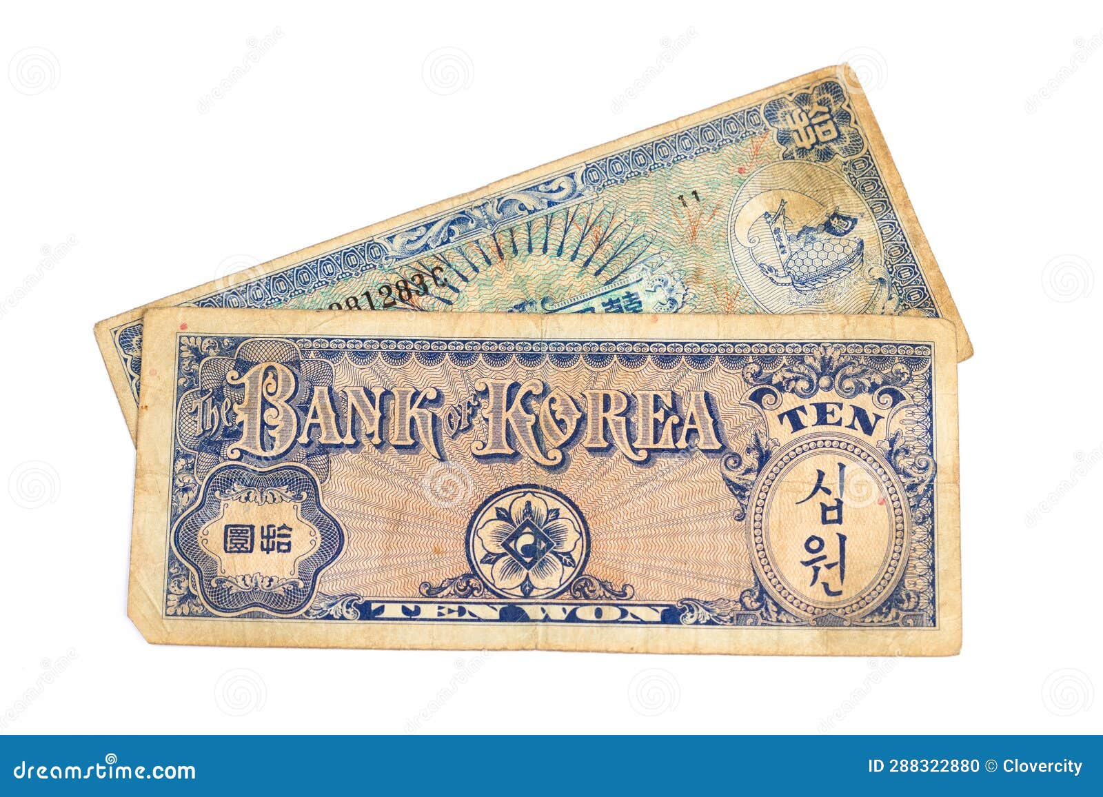Bank of Korea Ten Won Notes Stock Photo - Image of currency, bills ...