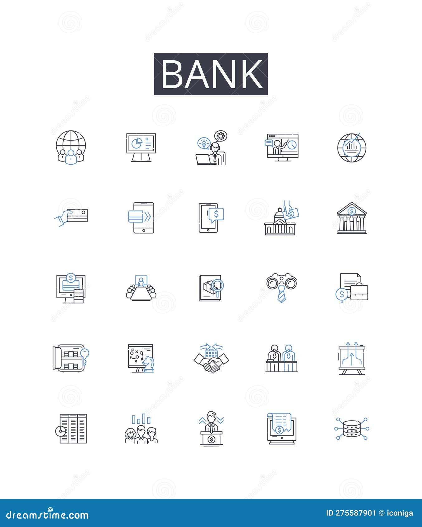 Bank Line Icons Collection. Planning, Execution, Scope, Timeline, Risk ...