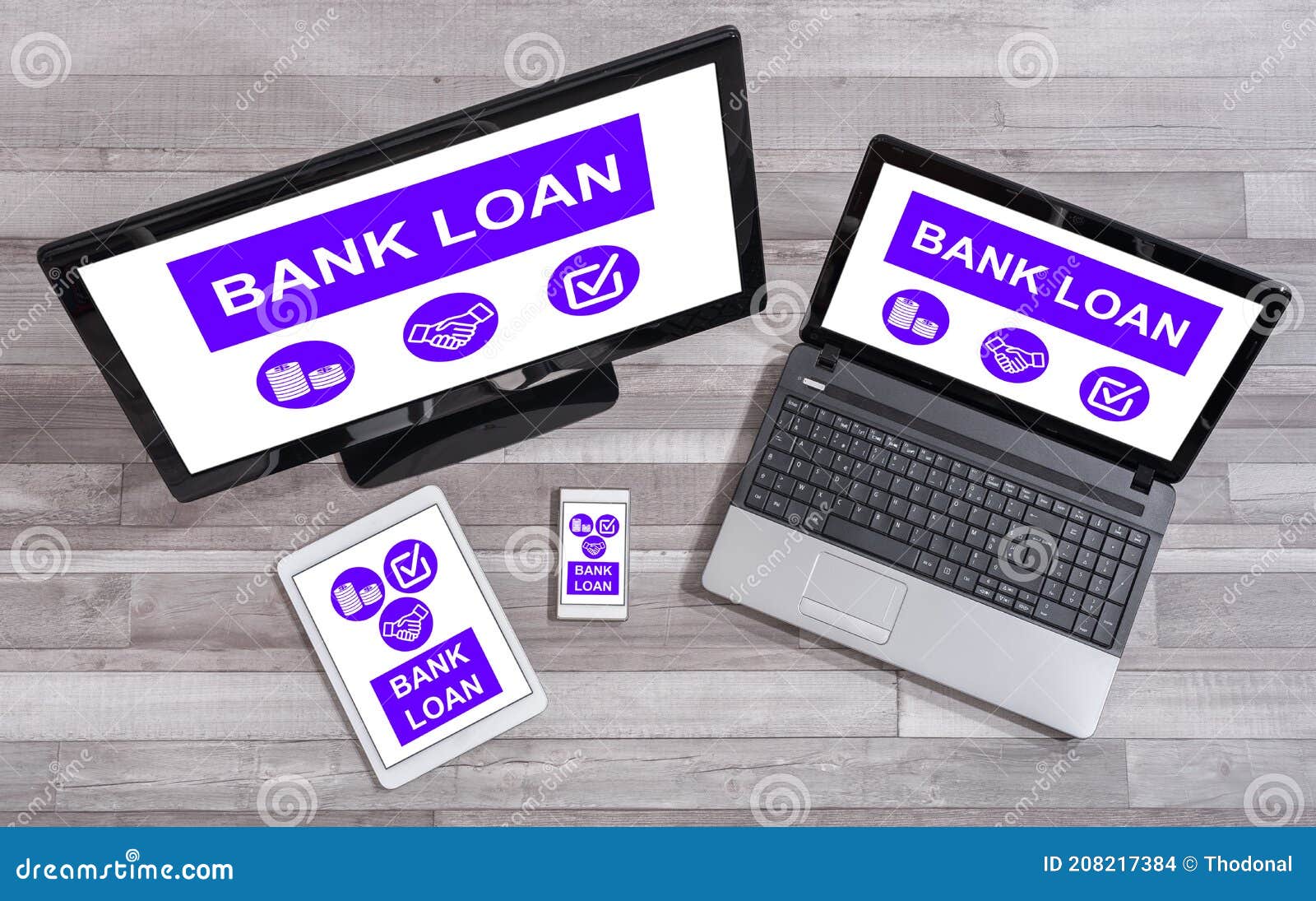 Bank Loan Concept on Different Devices Stock Photo - Image of finance ...