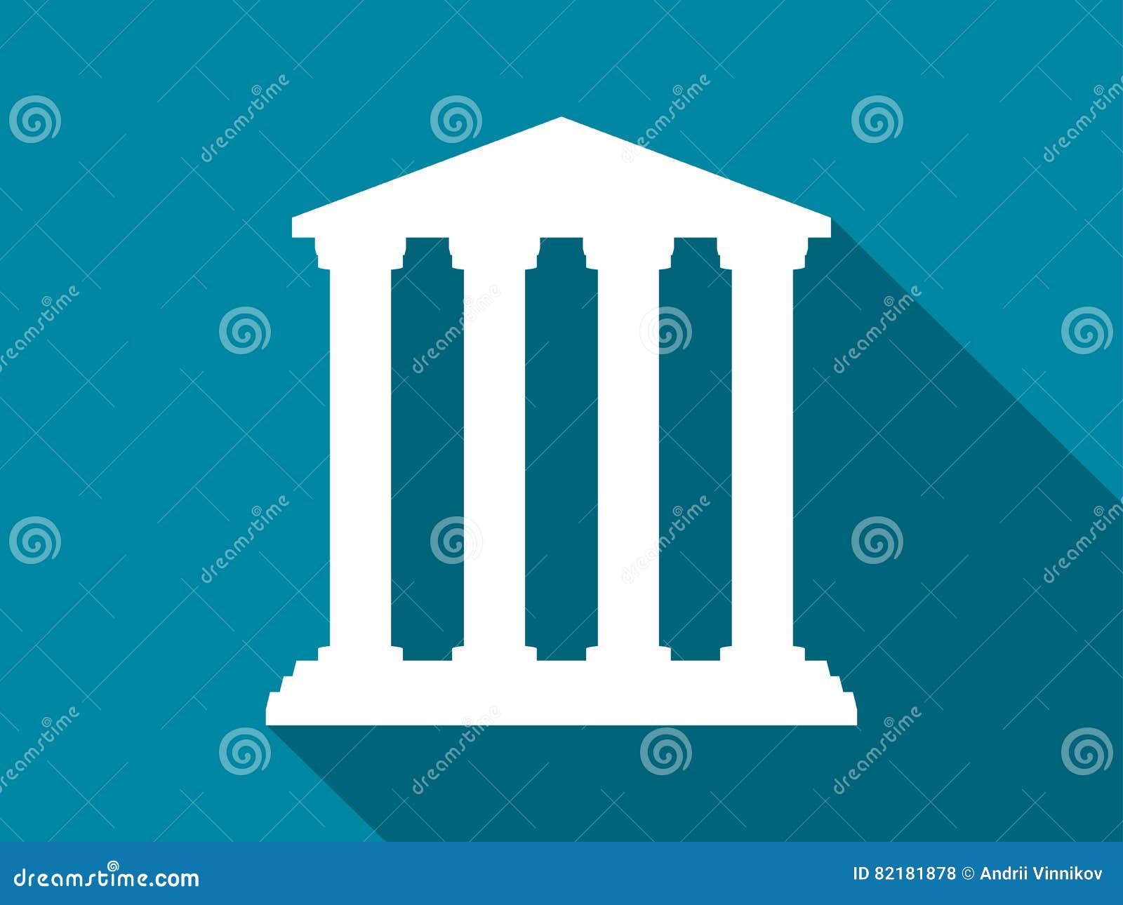 Bank with a Long Shadow. Historical Building Flat Icon Stock Vector ...