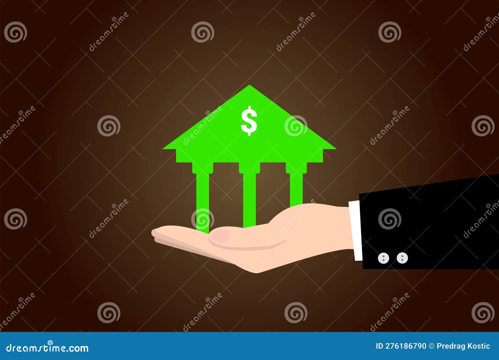 Bank in man s hand stock illustration. Illustration of text - 276186790
