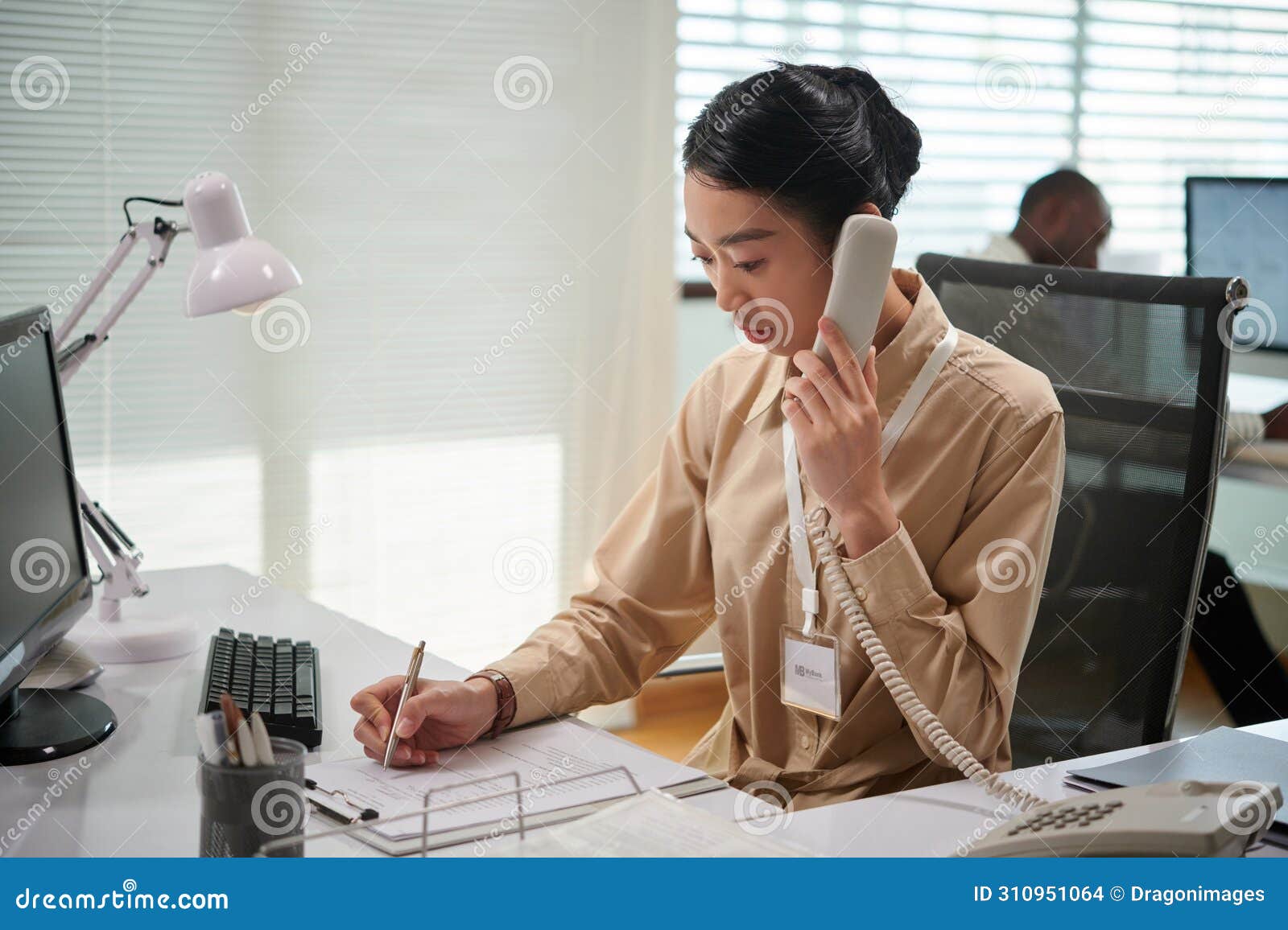 Bank Manager Calling Client Stock Photo - Image of workplace, corporate ...