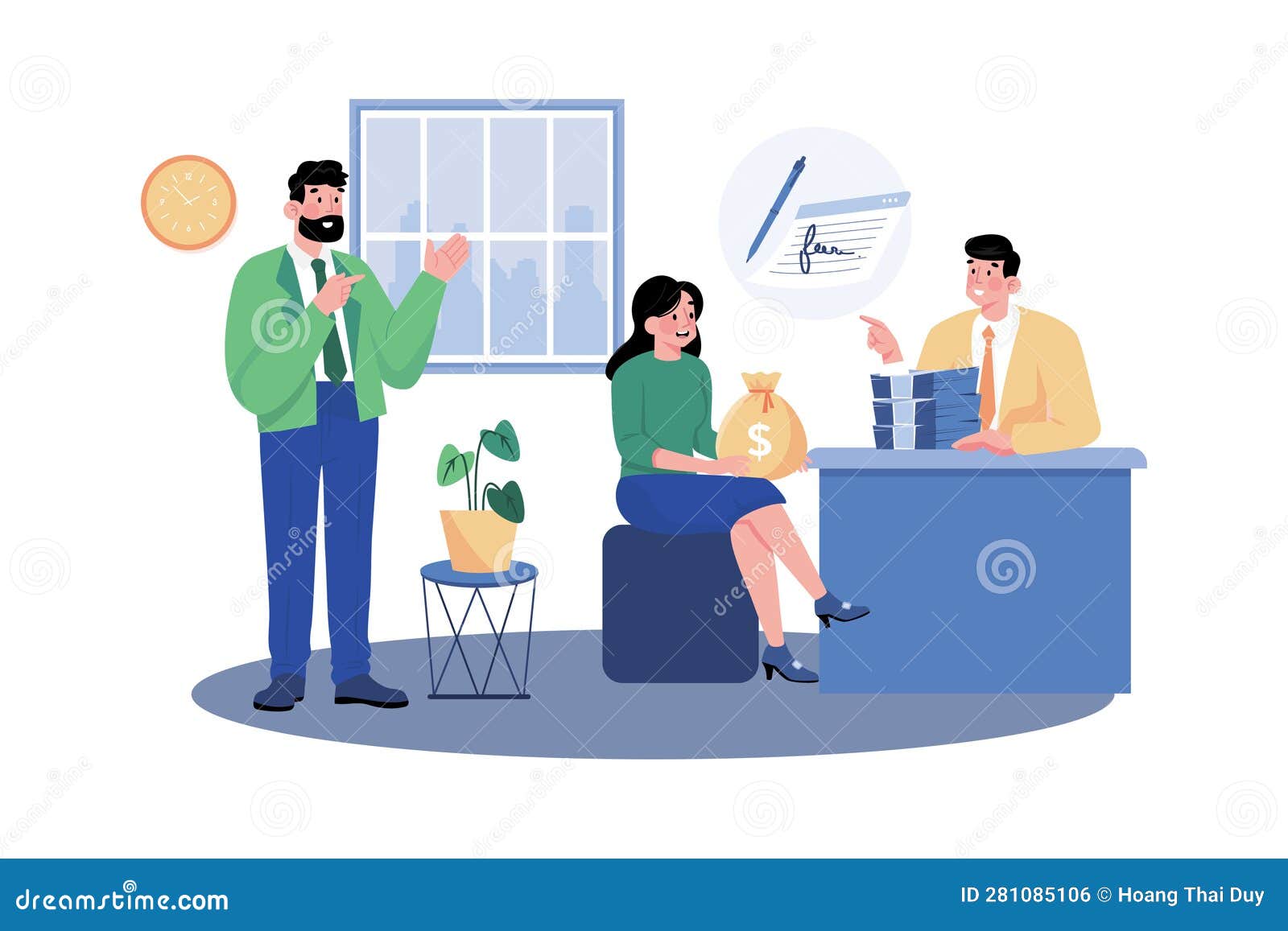 Bank Manager Overseeing the Operations of a Bank Branch Stock Vector ...