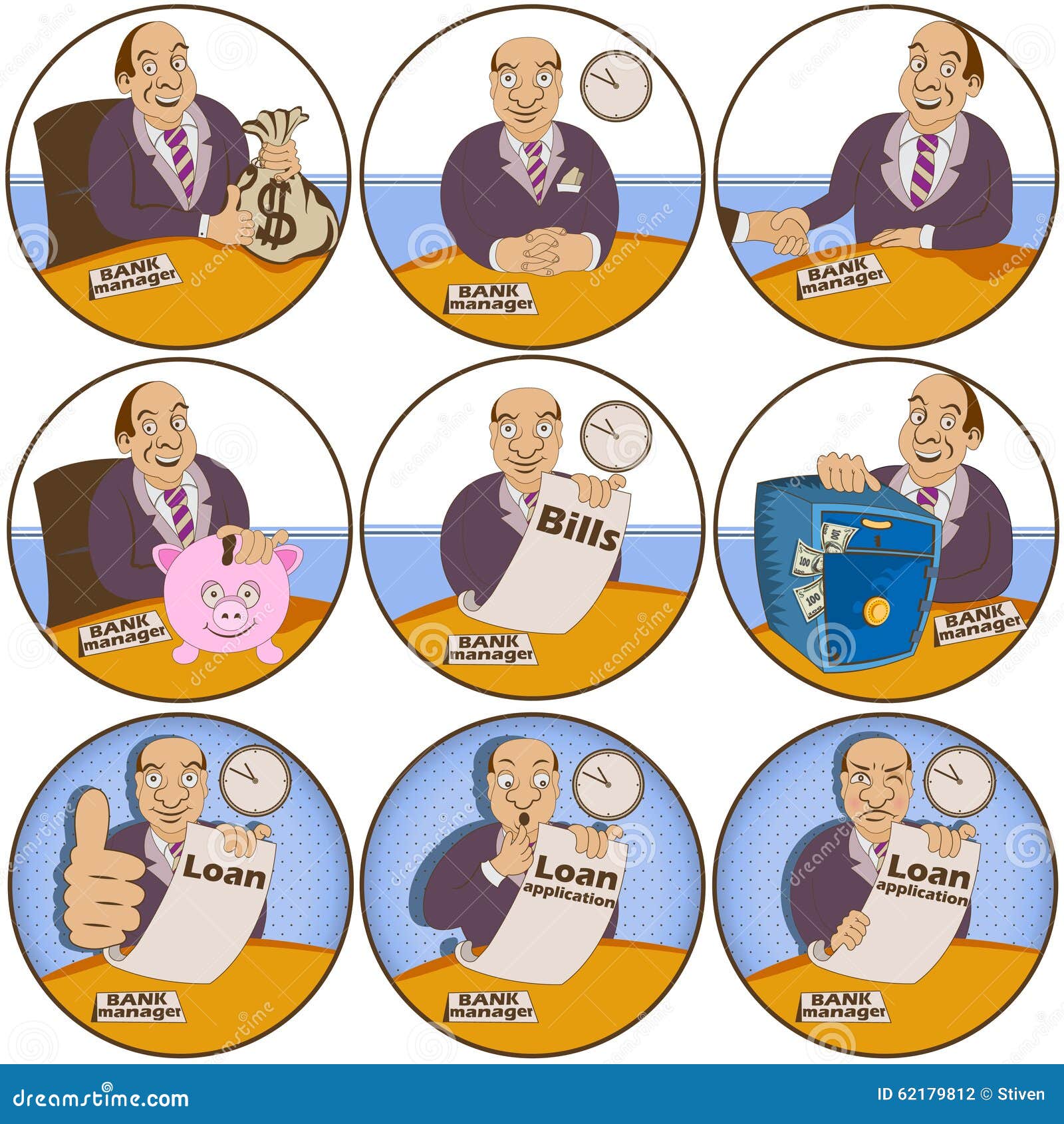 Bank manager vector set stock vector. Illustration of bold - 62179812
