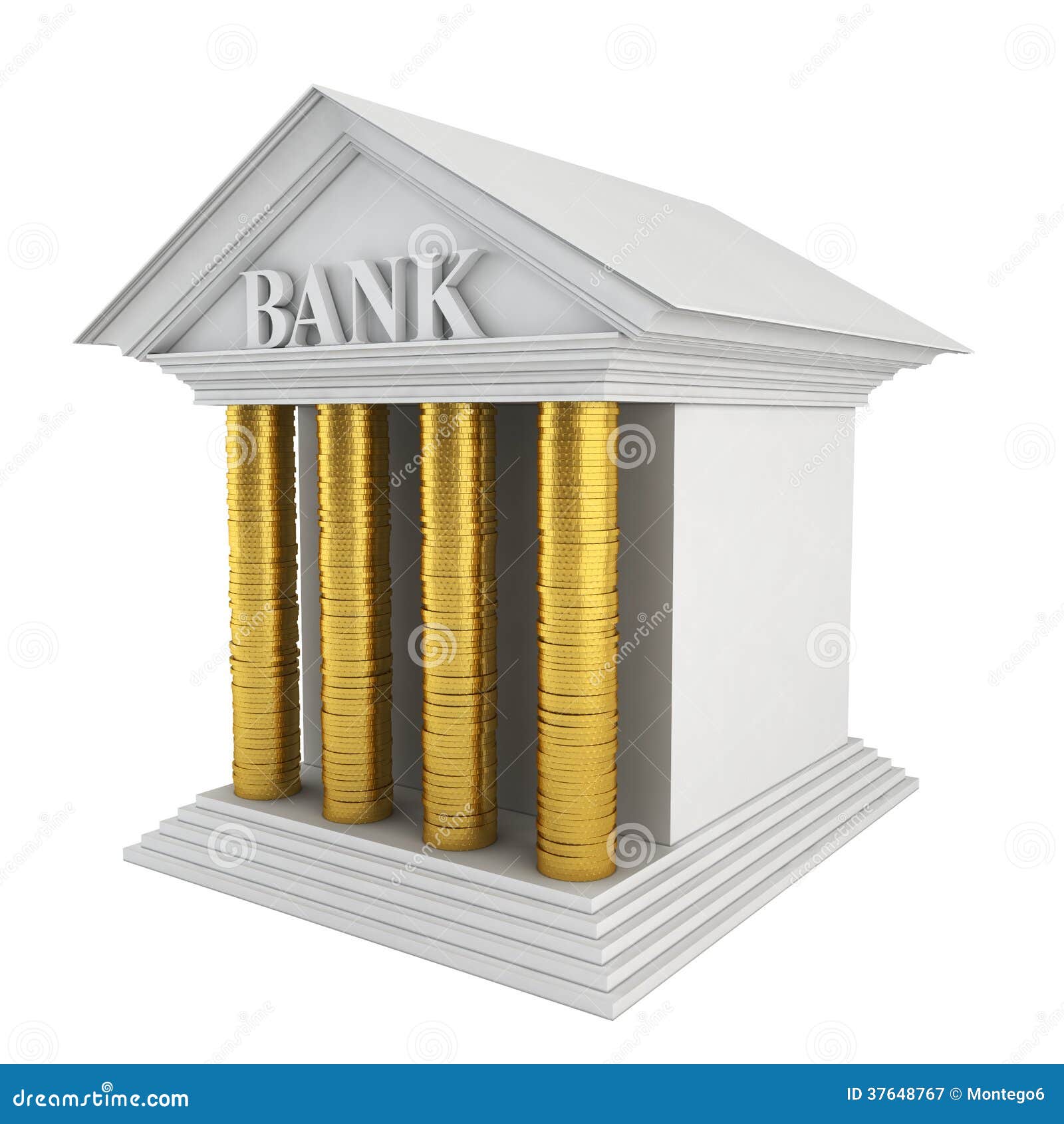 Bank Model. Stack of Coins instead of Columns Stock Illustration ...