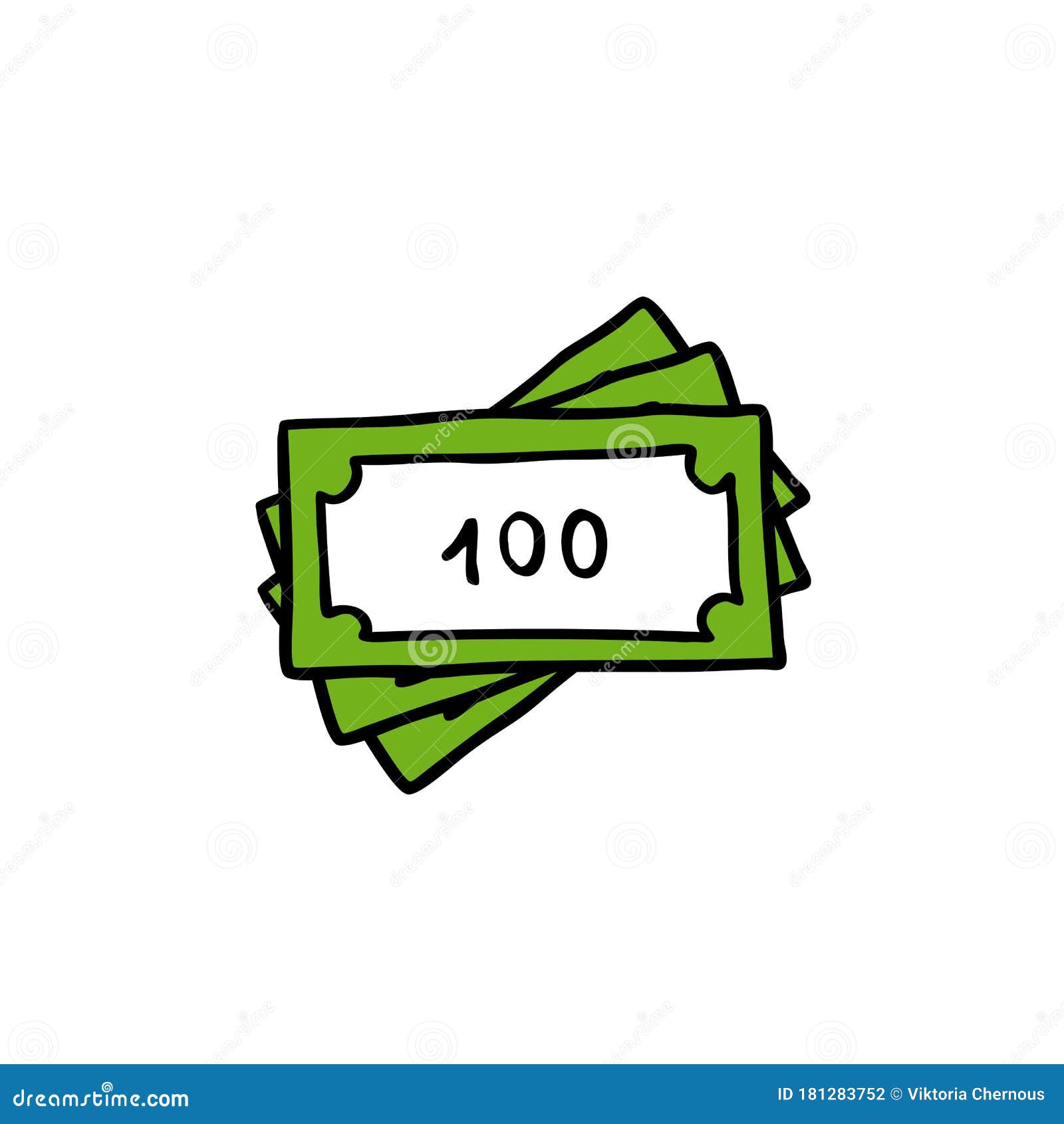 Bank Note Doodle Icon, Vector Illustration Stock Illustration ...