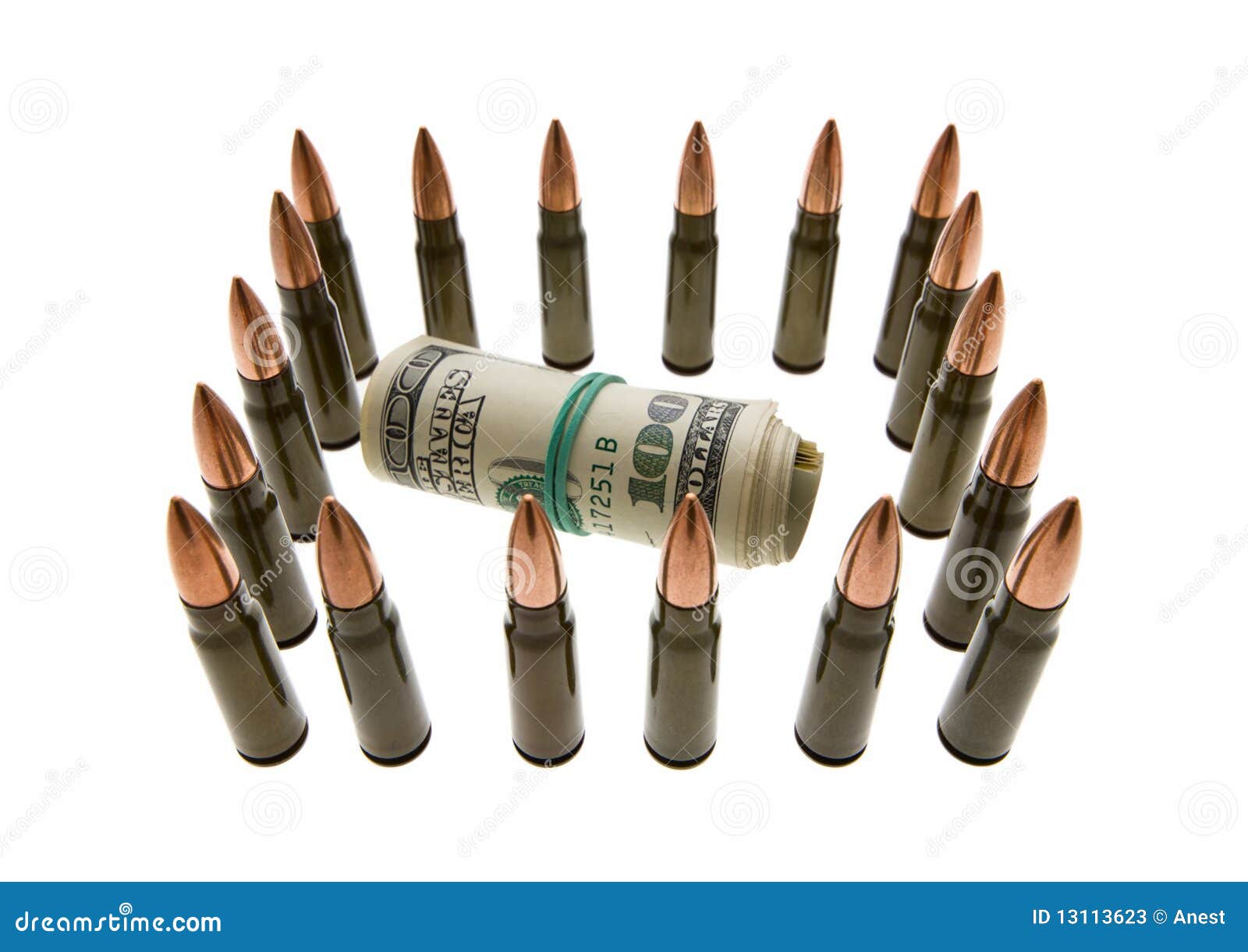 Bank Notes Roll and Bullets - Secured Cash Concept Stock Image - Image ...