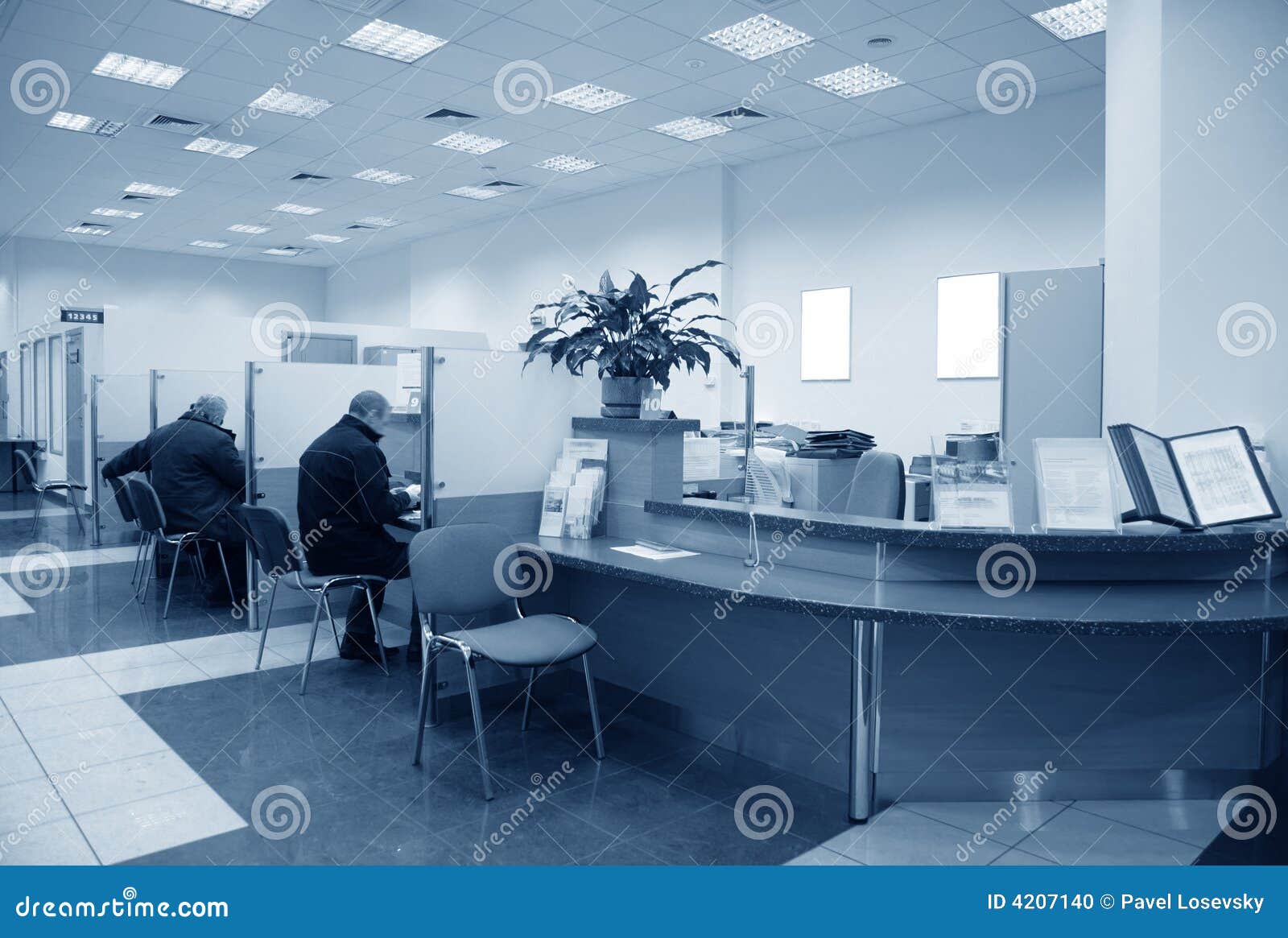 Bank office blue stock photo. Image of desk, credit, lobby - 4207140