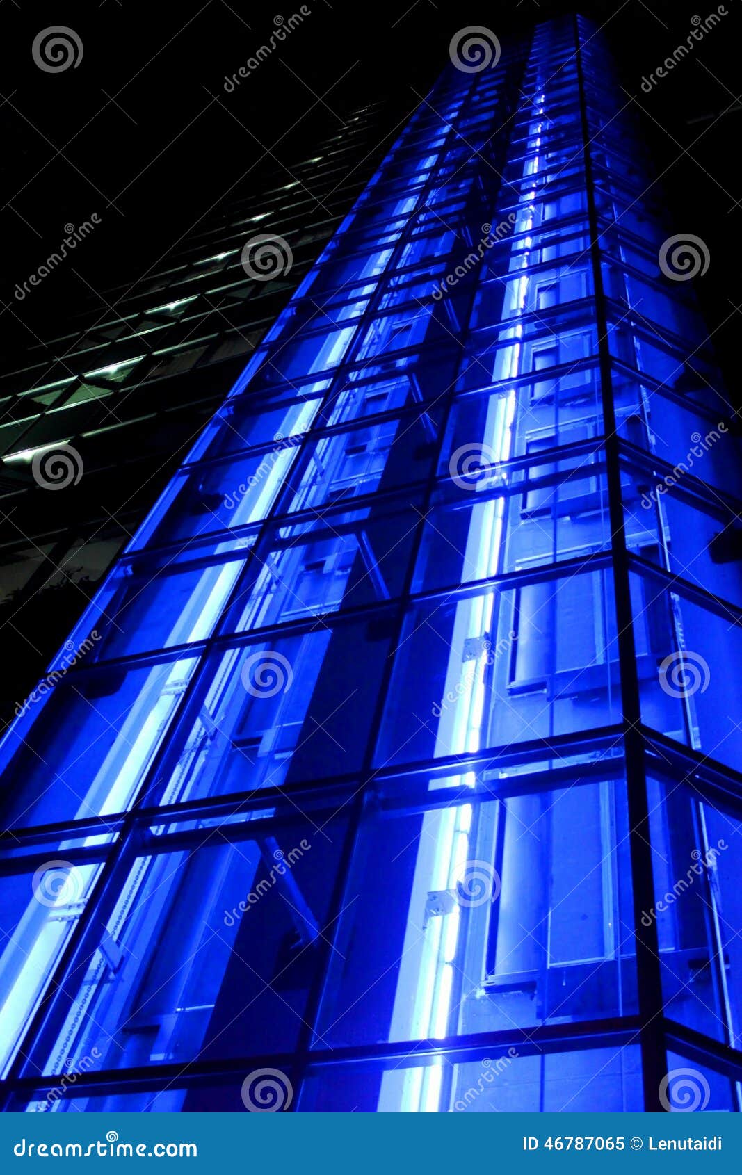 Bank Office - Blue Area Elevator Stock Image - Image of glass, line ...