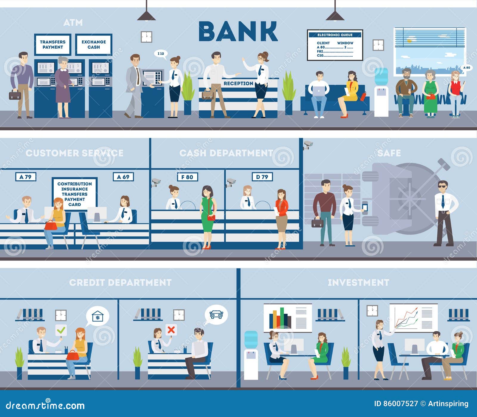 Bank and office interior. stock vector. Illustration of consultant ...