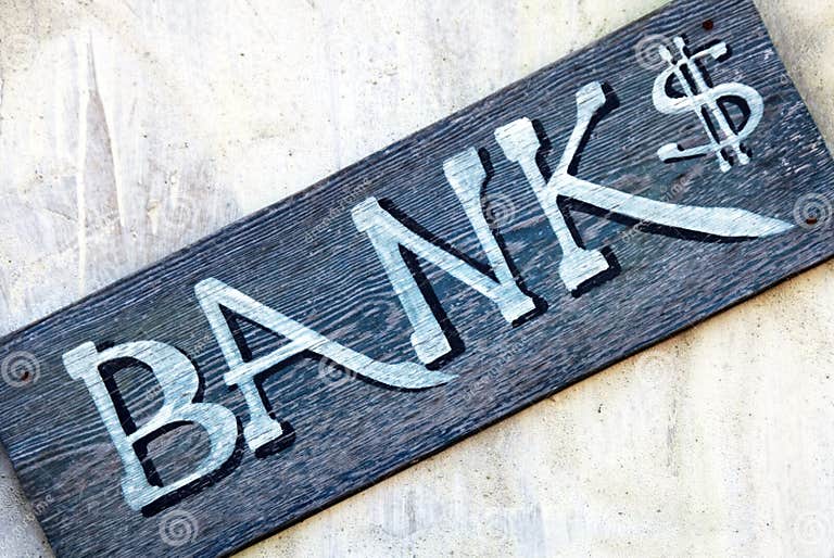 Bank - old sign stock photo. Image of sign, banking, written - 16065624