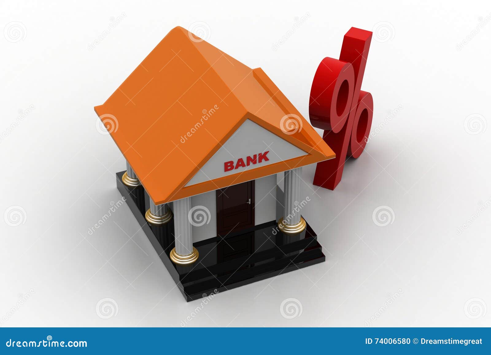 Bank with percentage sign stock illustration. Illustration of ...