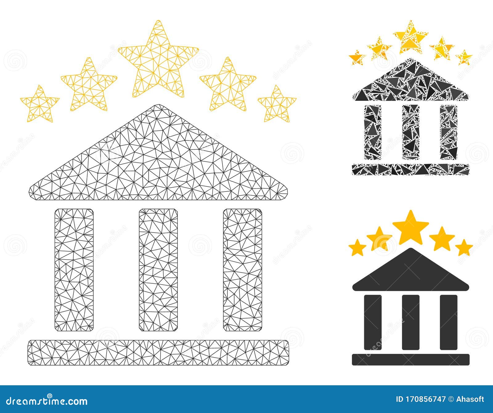 Bank Rating Vector Mesh Wire Frame Model and Triangle Mosaic Icon Stock ...