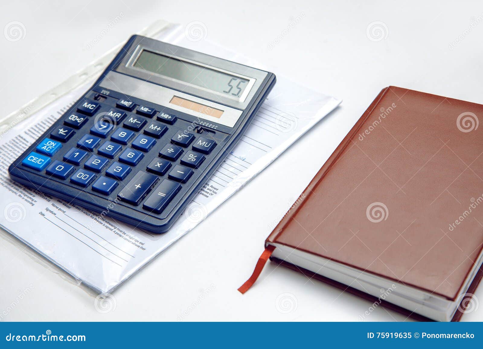 Bank Records Calculator and Notebook on the Table Stock Image - Image ...